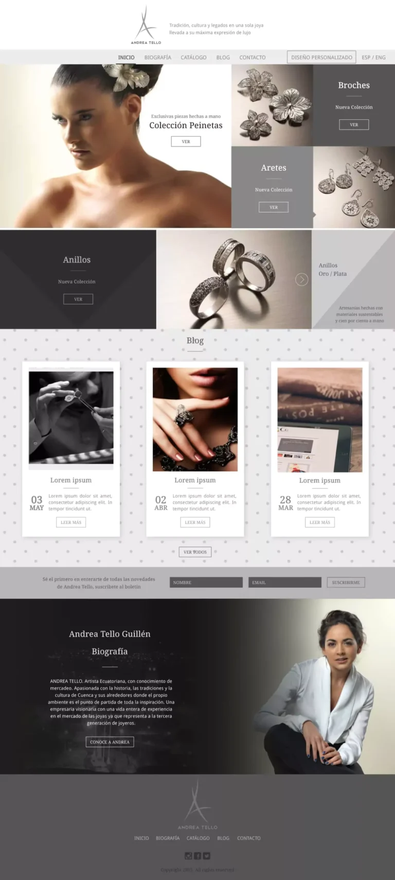 Andrea Tello - Ecommerce de reconocida joyera ecuatoriana - Opperweb